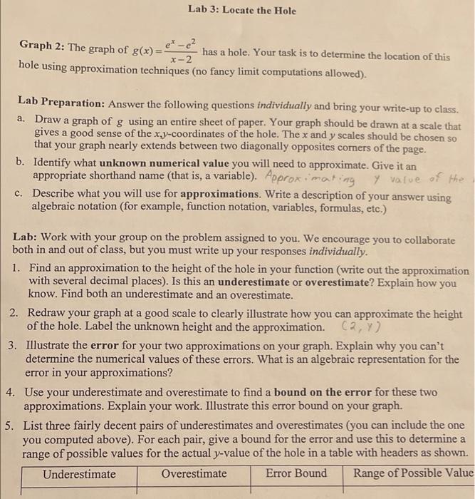 Solved Lab 3: Locate the Hole Graph 2: The graph of g(x) = | Chegg.com
