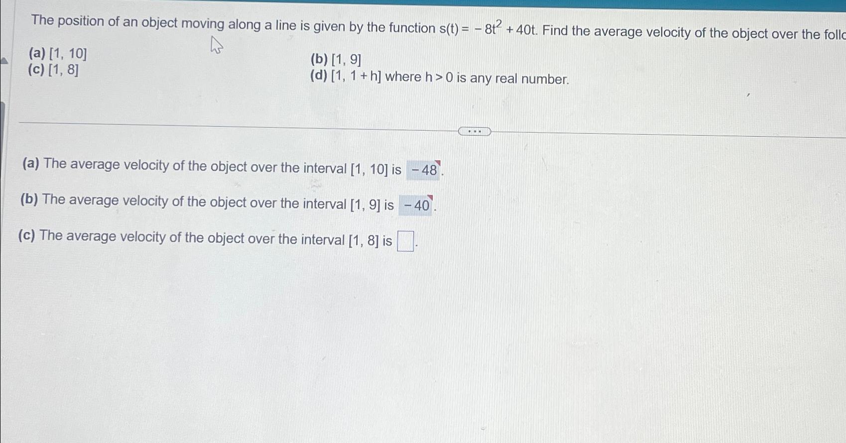 Solved The position of an object moving along a line is | Chegg.com