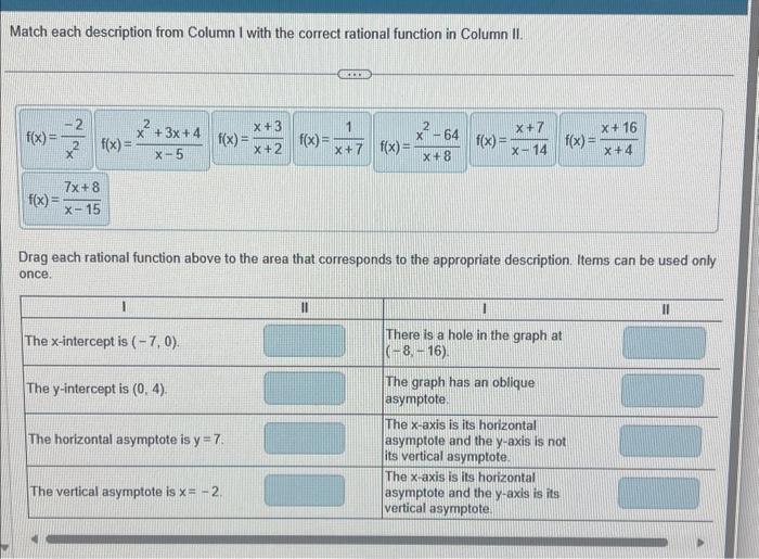Solved Match each description from Column I with the correct | Chegg.com