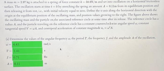 Solved (e) Determine the maximum speed of the oscillating | Chegg.com