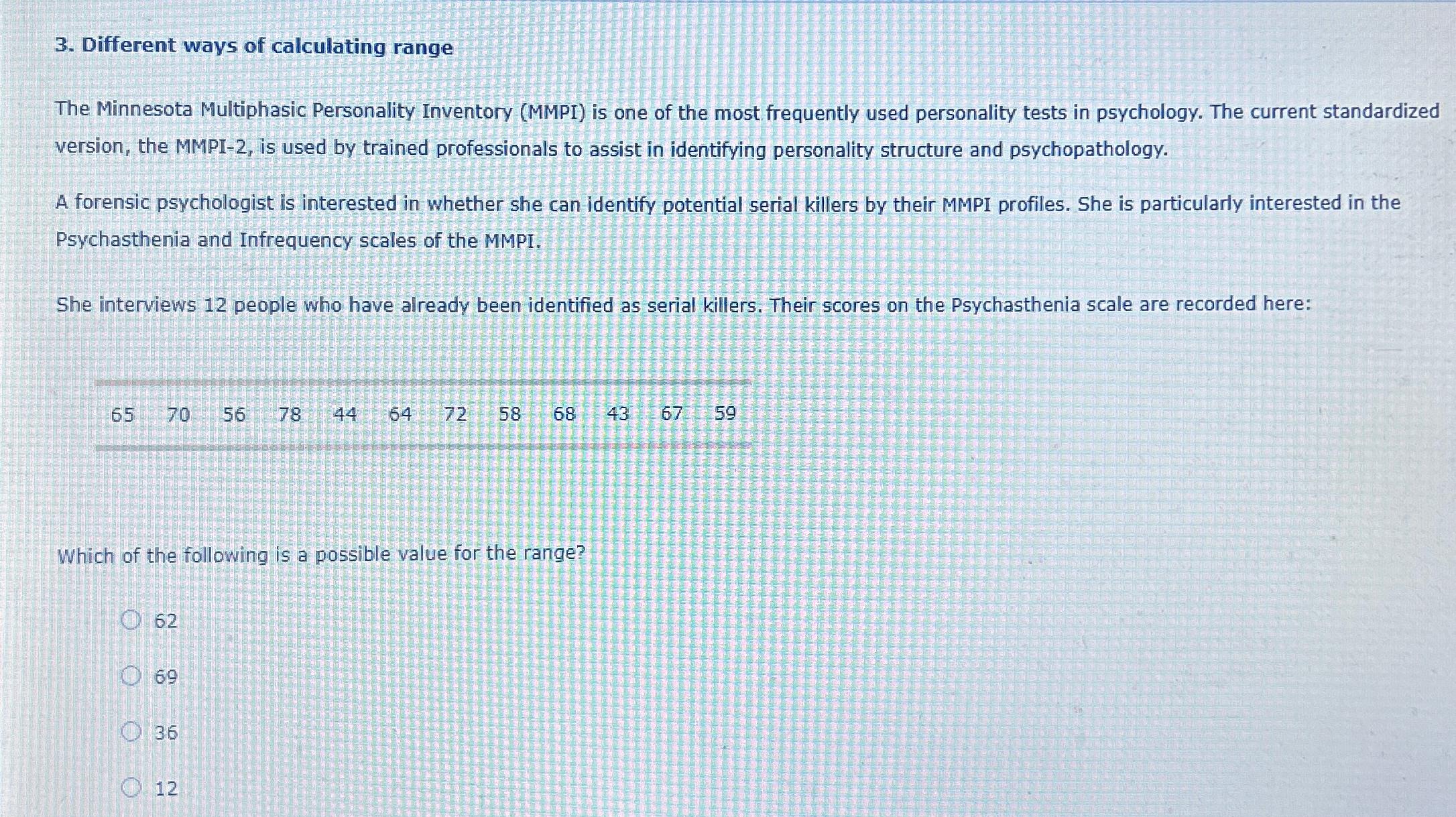 Solved Different ways of calculating rangeThe Minnesota | Chegg.com