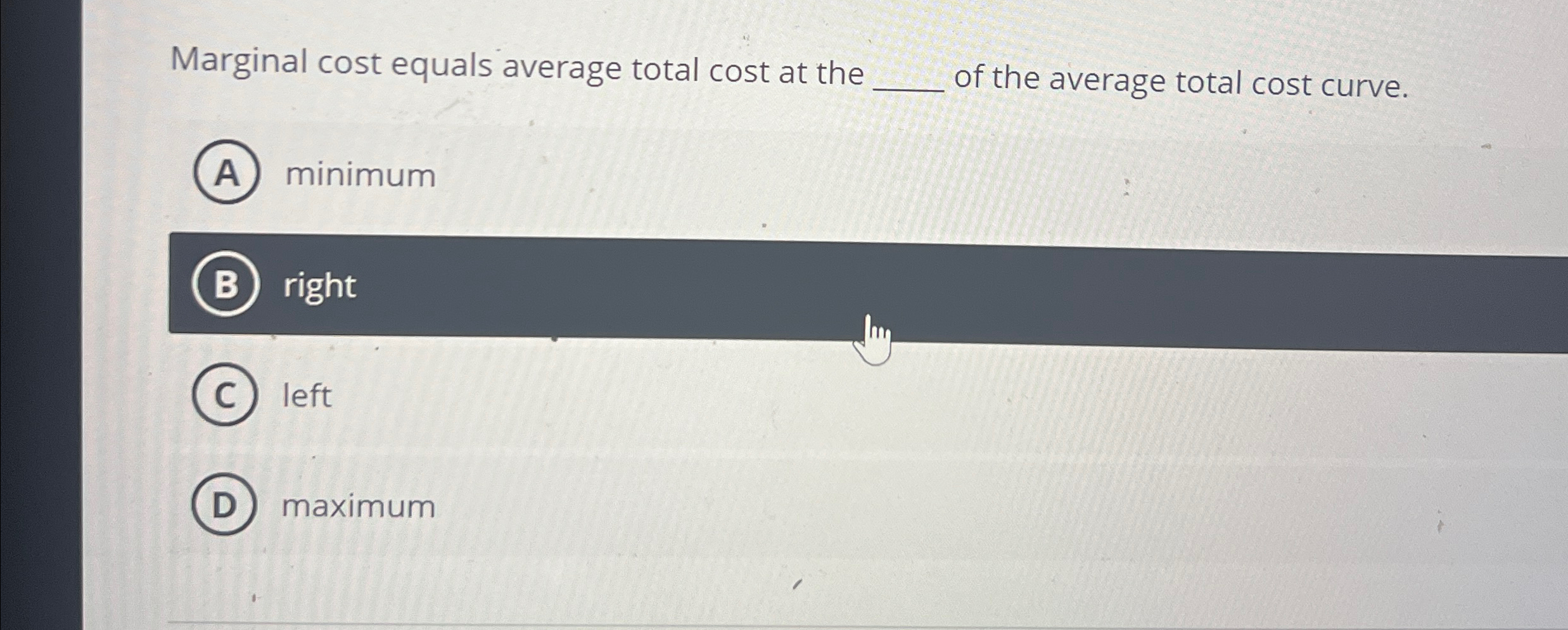Solved Marginal cost equals average total cost at the q, ﻿of | Chegg.com