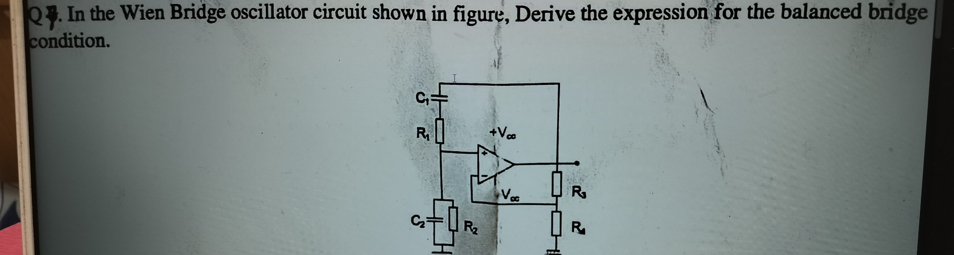 Q7. ﻿In the Wien Bridge oscillator circuit shown in | Chegg.com