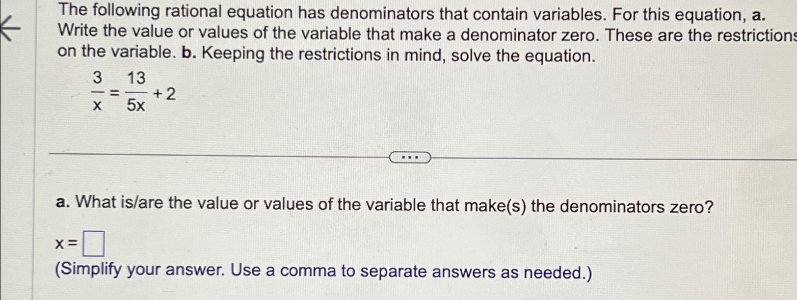 Solved The following rational equation has denominators that | Chegg.com