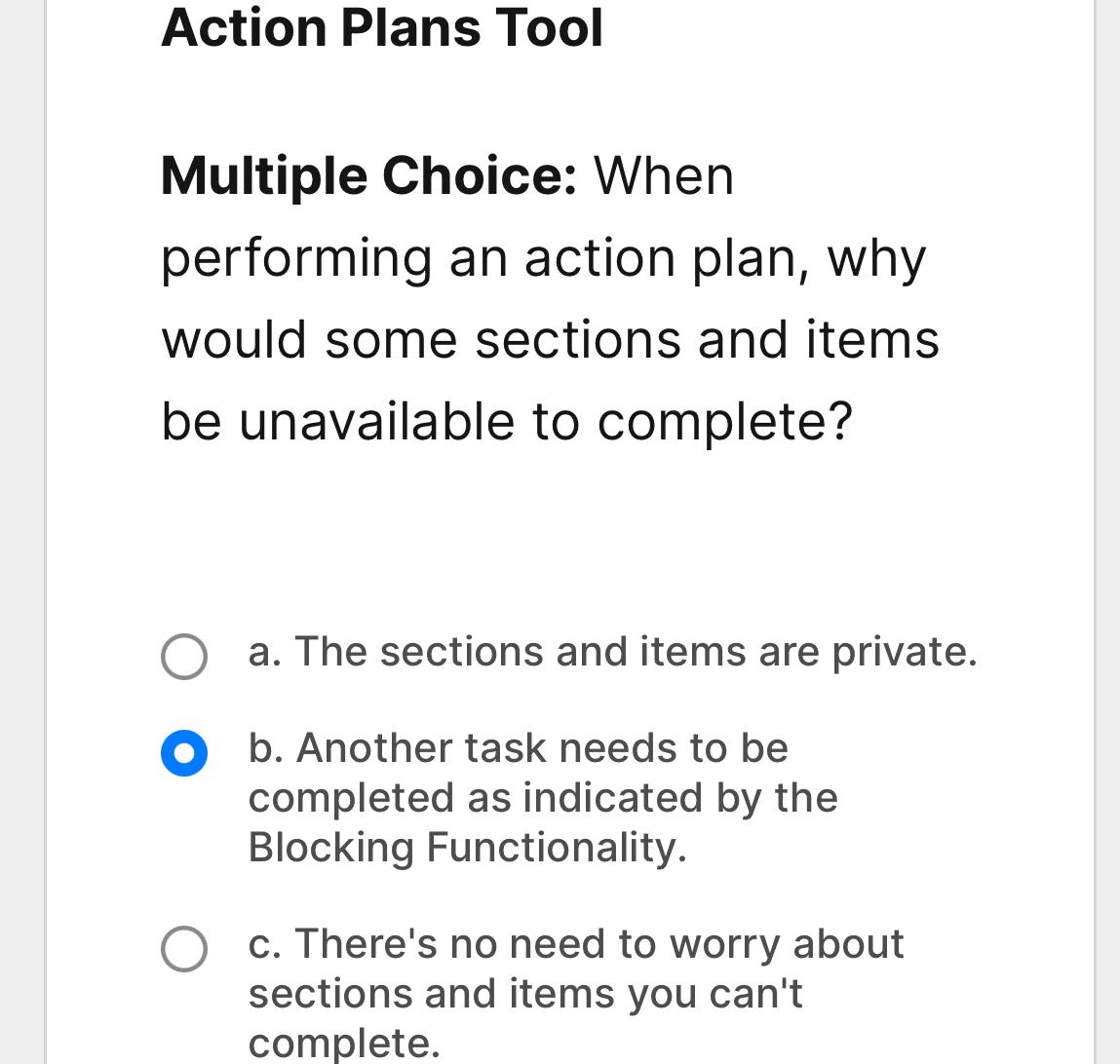 Solved Action Plans ToolMultiple Choice: When performing an | Chegg.com
