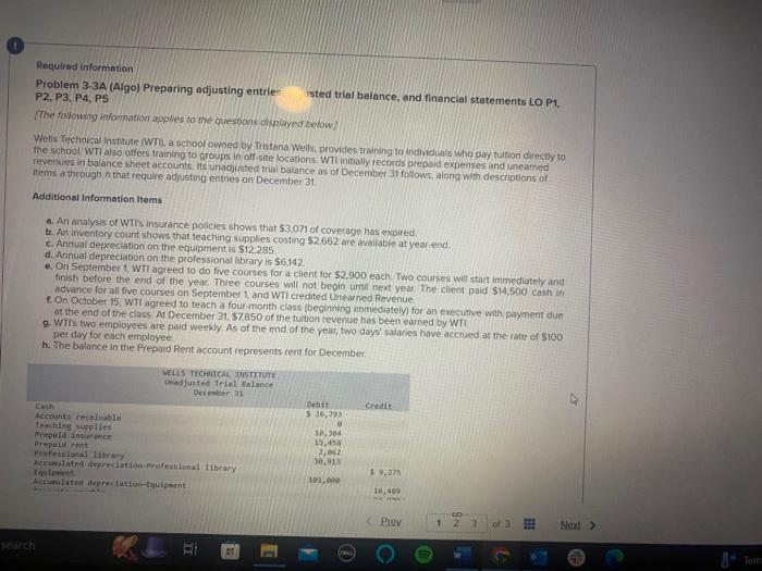 Solved Required information Problem 3-3A (Algo) Preparing | Chegg.com