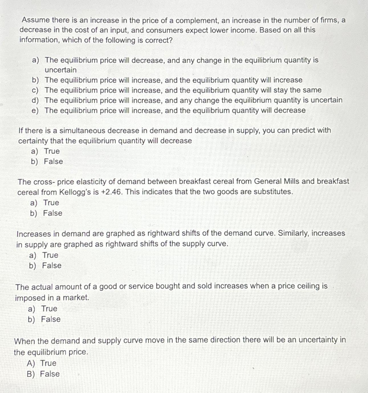 Solved Assume there is an increase in the price of a | Chegg.com