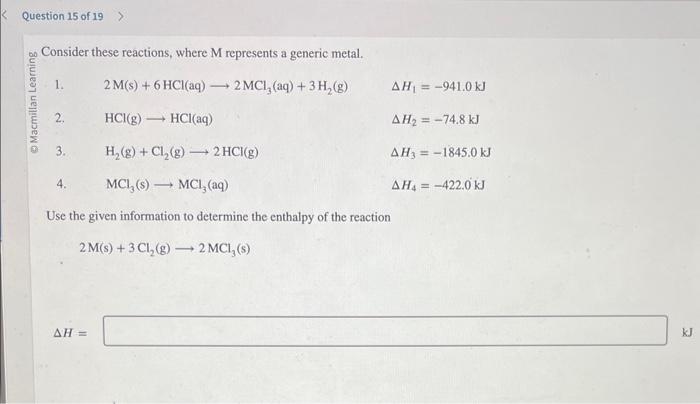 Solved Consider these reactions, where M represents a | Chegg.com
