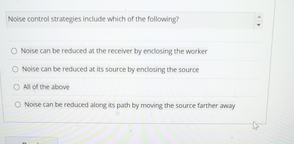 Solved Noise control strategies include which of the | Chegg.com