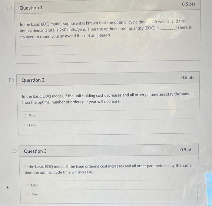 Solved In the basic EOQ model, suppose it is known that the | Chegg.com