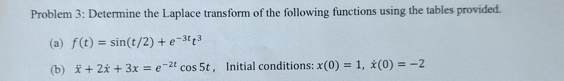 Solved Problem 3: Determine the Laplace transform of the | Chegg.com