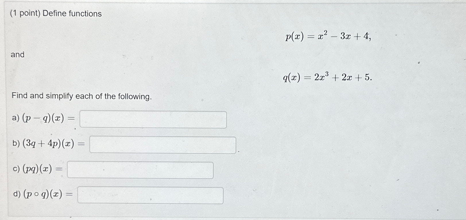 Solved (1 ﻿point) ﻿Define | Chegg.com
