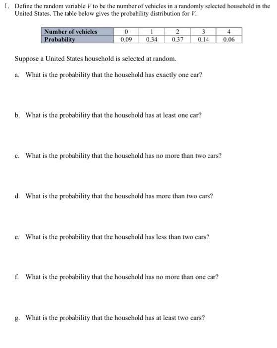 Solved Define the random variable V to be the number of | Chegg.com