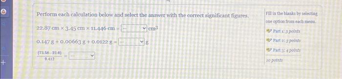 Solved + Perform each calculation below and select the | Chegg.com