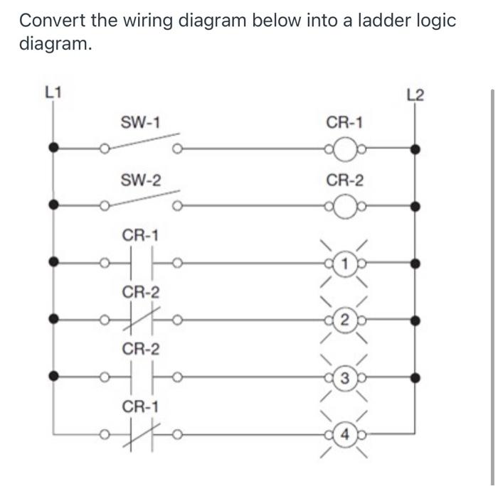 Solved Convert the wiring diagram below into a ladder logic | Chegg.com