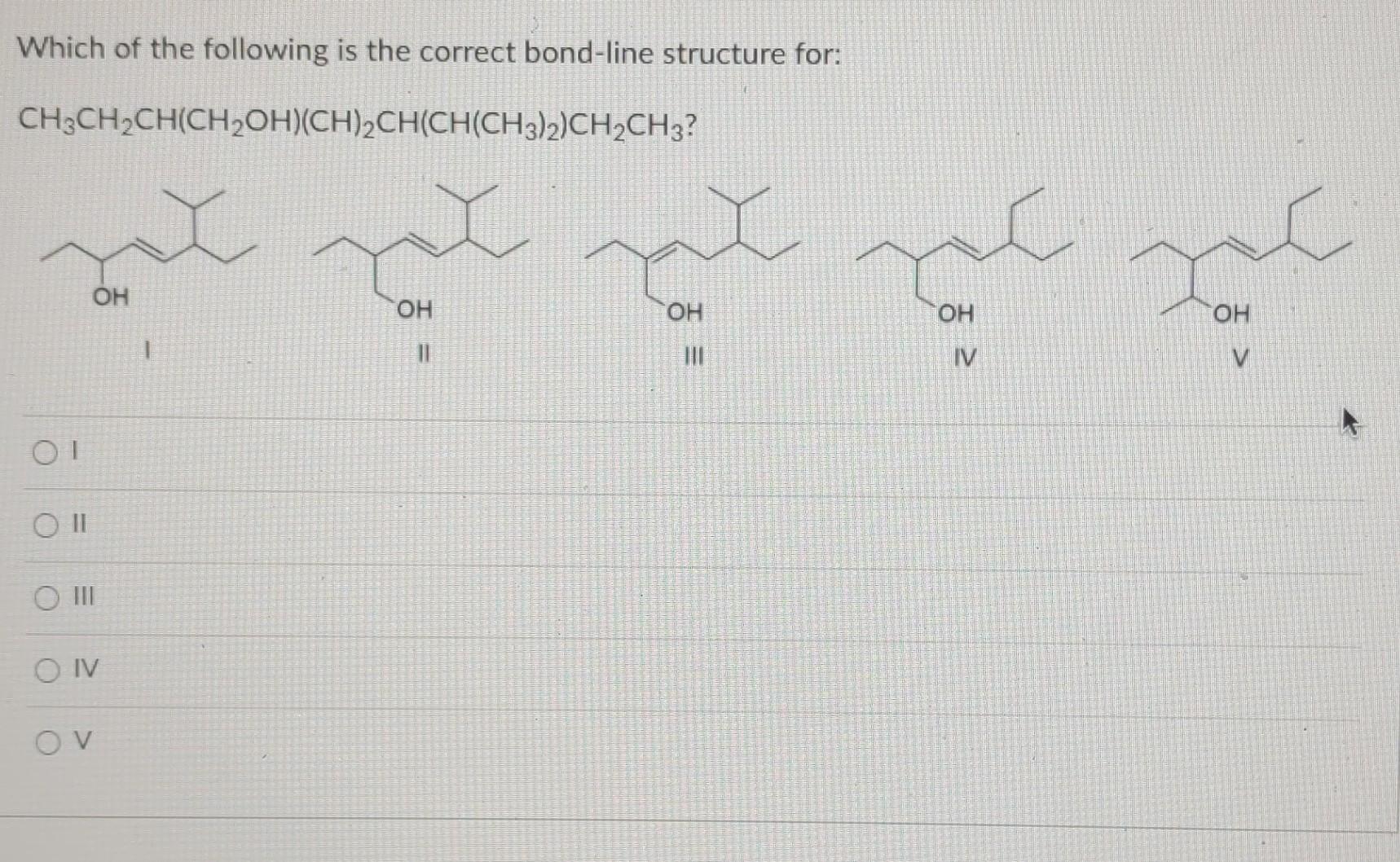Solved Which of the following is the correct bond-line | Chegg.com