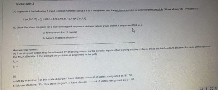 Solved Question 2 A Implement The Following 4 Input Boolean 6295