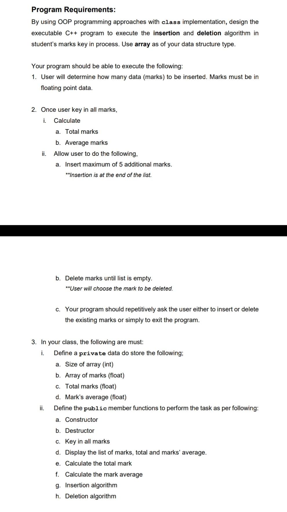 Solved Program Requirements: By using OOP programming | Chegg.com