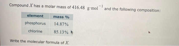 Solved Compound X has a molar mass of 416.48 g-mol and the | Chegg.com