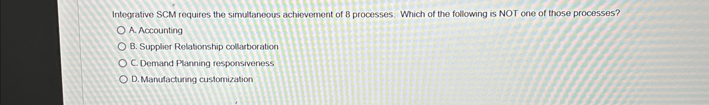 Solved Integrative SCM requires the simultaneous achievement | Chegg.com