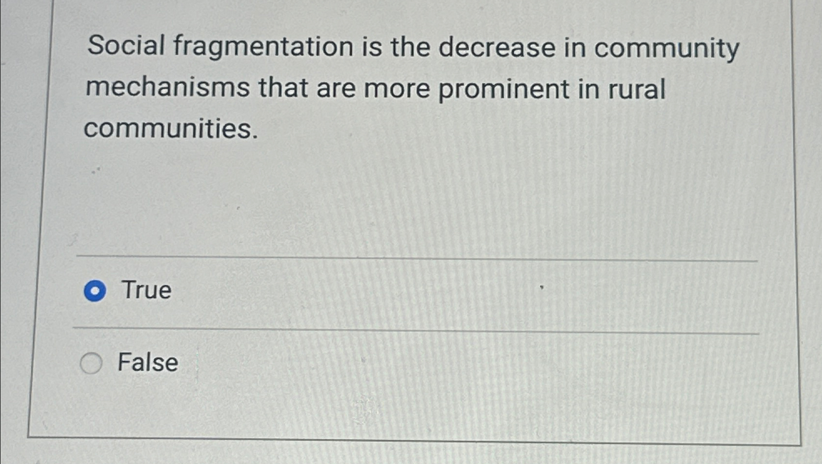 Solved Social fragmentation is the decrease in community | Chegg.com