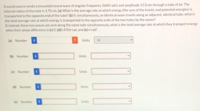 Solved A sound source sends a sinusoidal sound wave of | Chegg.com