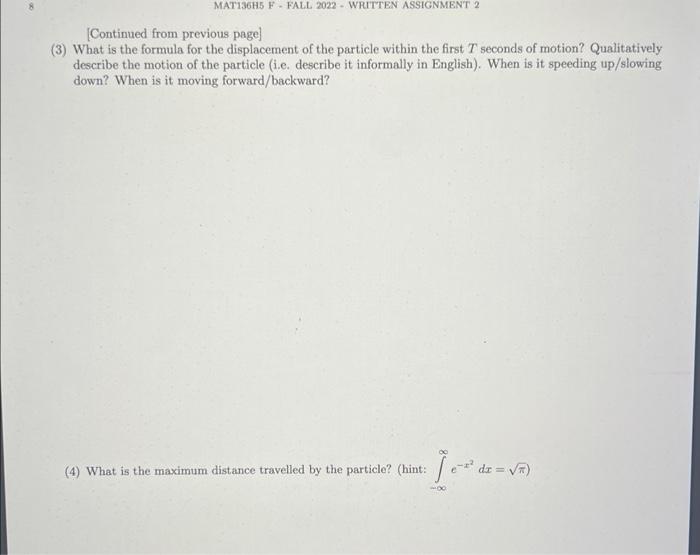 Question 3. A particle initially moving backwards at | Chegg.com