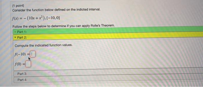 Solved (1 point) Consider the function below defined on the | Chegg.com
