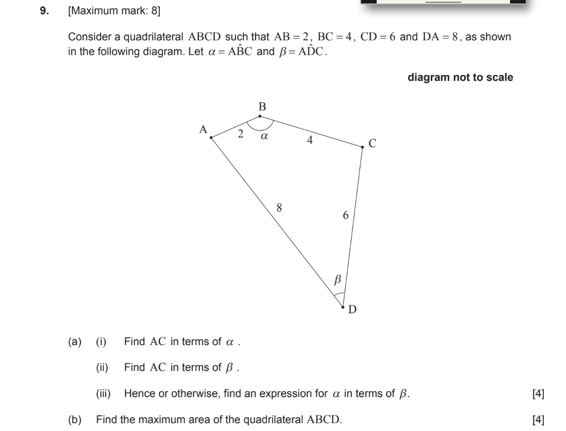 Solved [Maximum mark: 8]Consider a quadrilateral ABCD such | Chegg.com