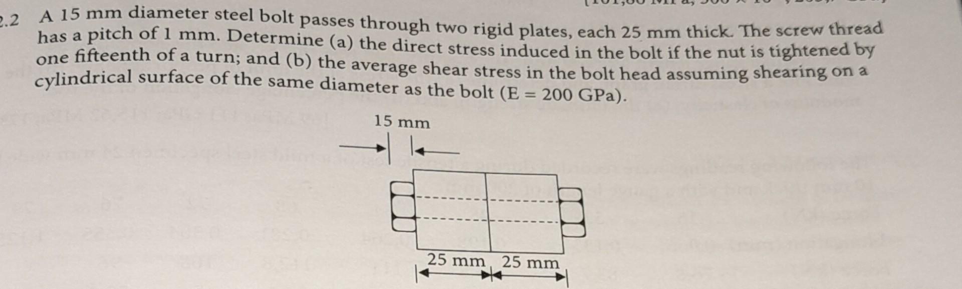 Solved 2 A 15 mm diameter steel bolt passes through two | Chegg.com