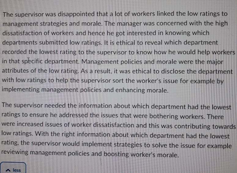 Solved The supervisor was disappointed that a lot of workers | Chegg.com