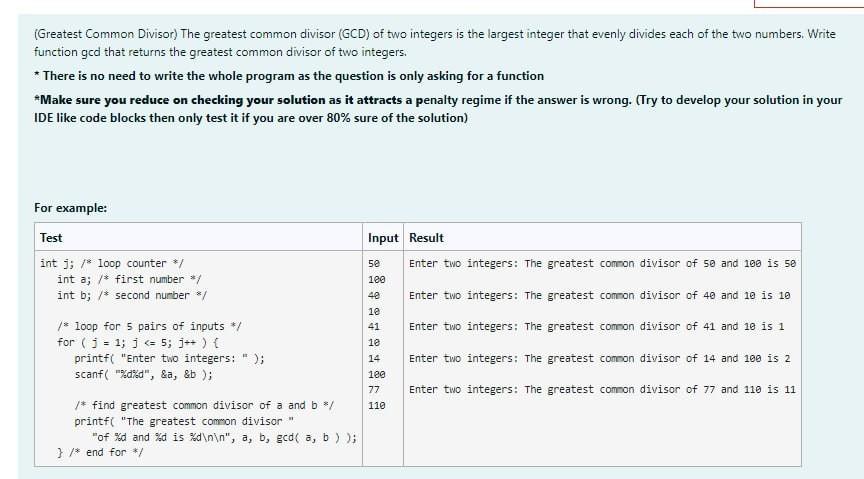 Solved Greatest Common Divisor The Greatest Common Divisor
