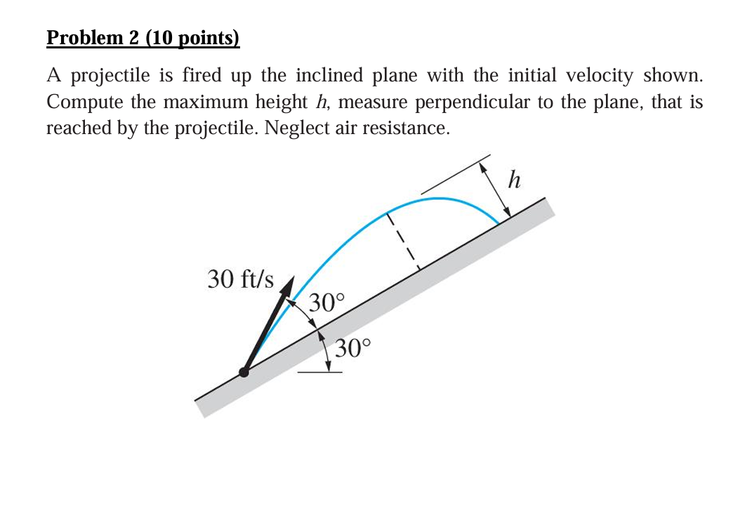 Solved Problem \( 2(10 \) ﻿points)A projectile is fired up | Chegg.com