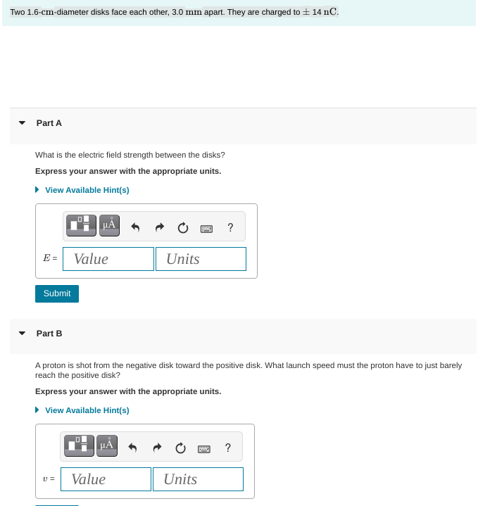 Solved Two 1.6-cm-diameter disks face each other, 3.0mm | Chegg.com