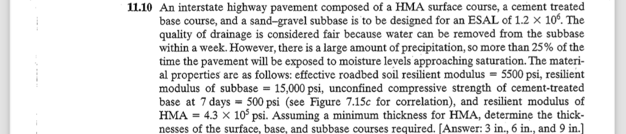 Solved 11.10 ﻿An interstate highway pavement composed of a | Chegg.com
