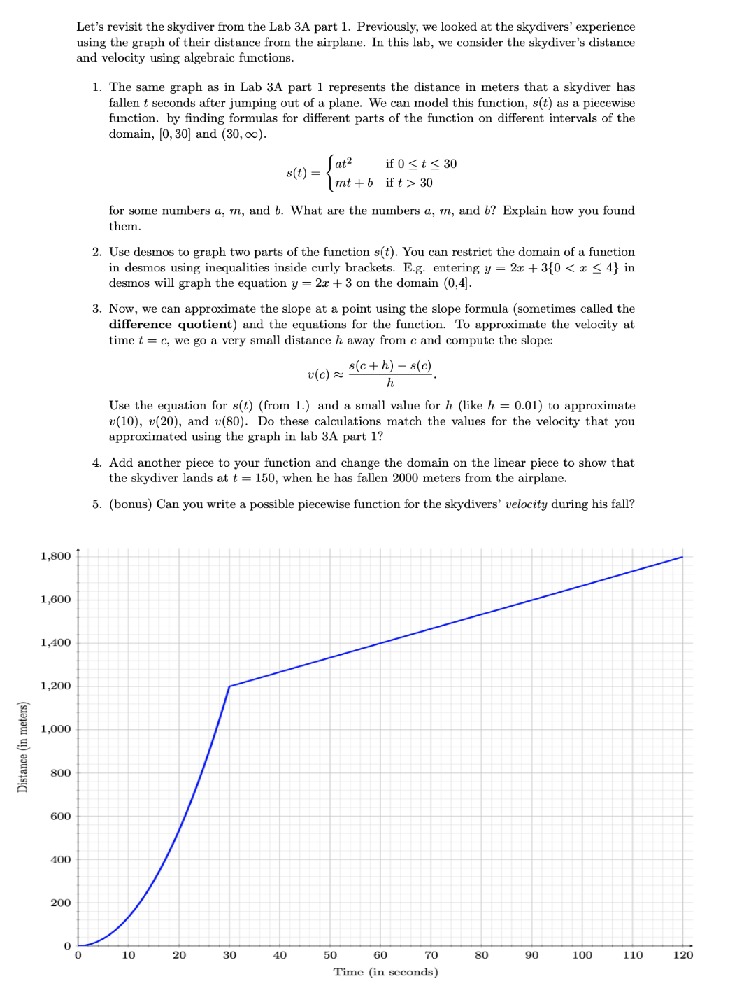 Solved Let's revisit the skydiver from the Lab 3A part 1. | Chegg.com