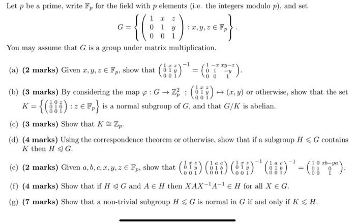 Solved Let p be a prime, write Fp for the field with p | Chegg.com
