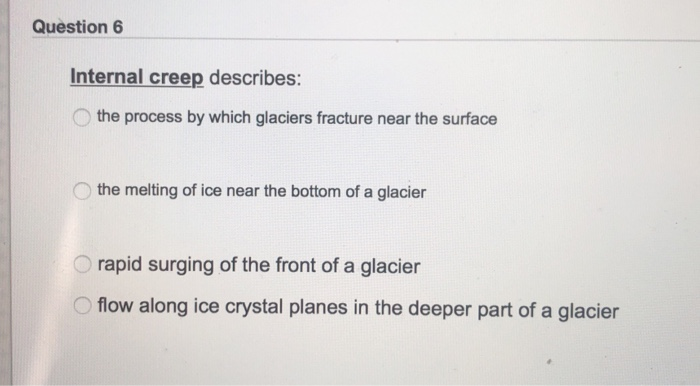 Solved Question 6 Internal creep describes: the process by | Chegg.com