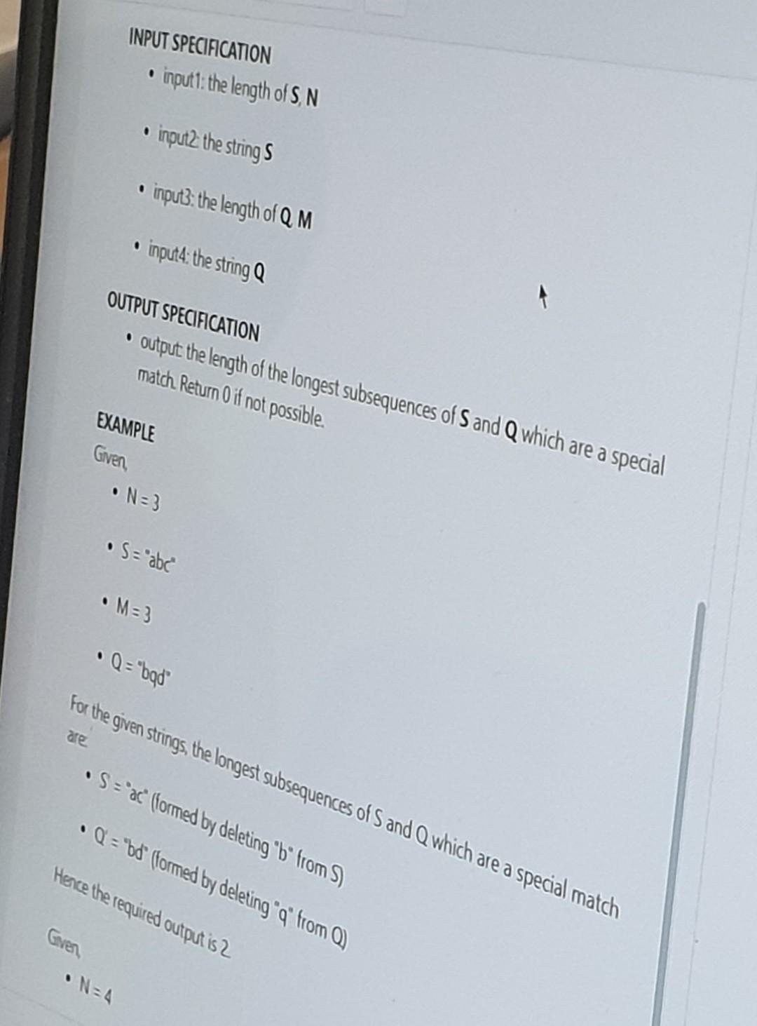 Solved LONGEST SPECIAL SUBSEQUENCES This question accounts | Chegg.com