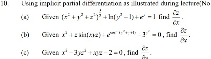 Solved 10. Using implicit partial differentiation as | Chegg.com