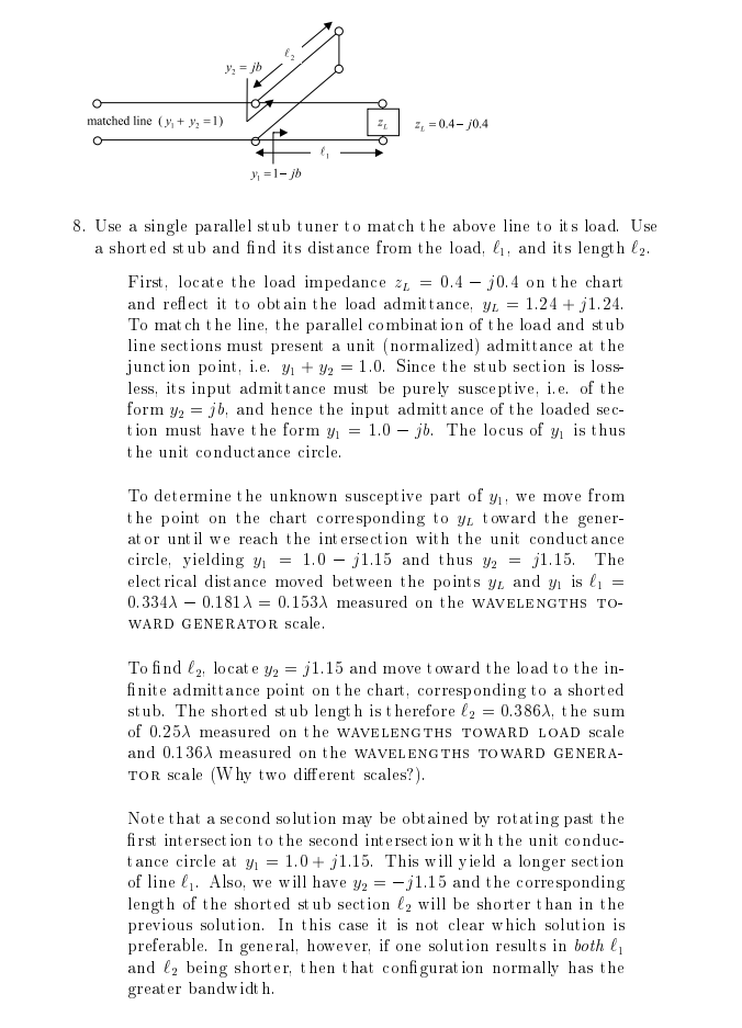 Use a single parallel stub tuner to match the above | Chegg.com