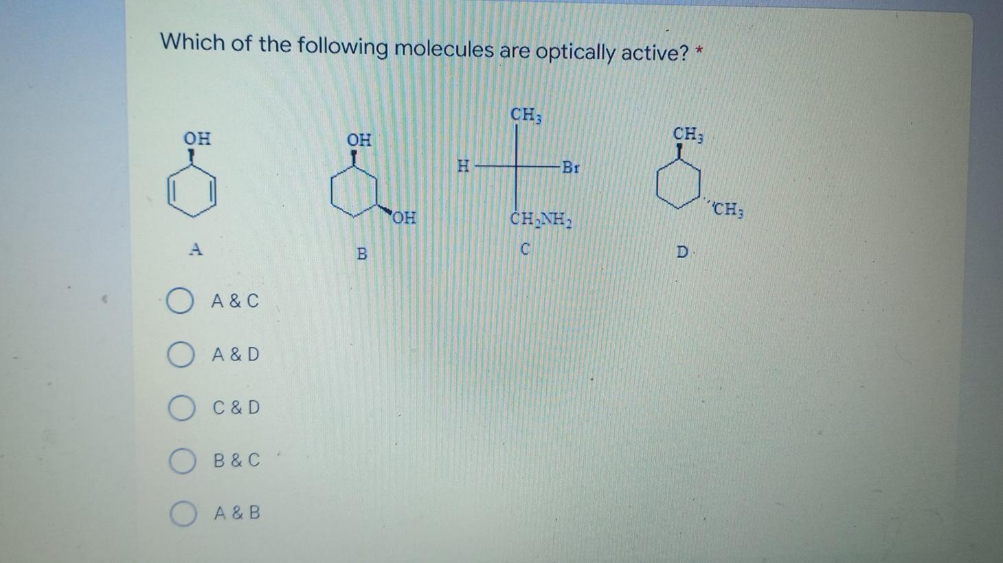 Solved Which of the following molecules are optically | Chegg.com