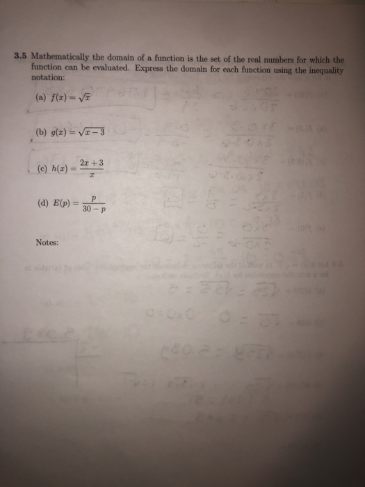 Solved 3.5 Mathematically the domain of a function is the | Chegg.com