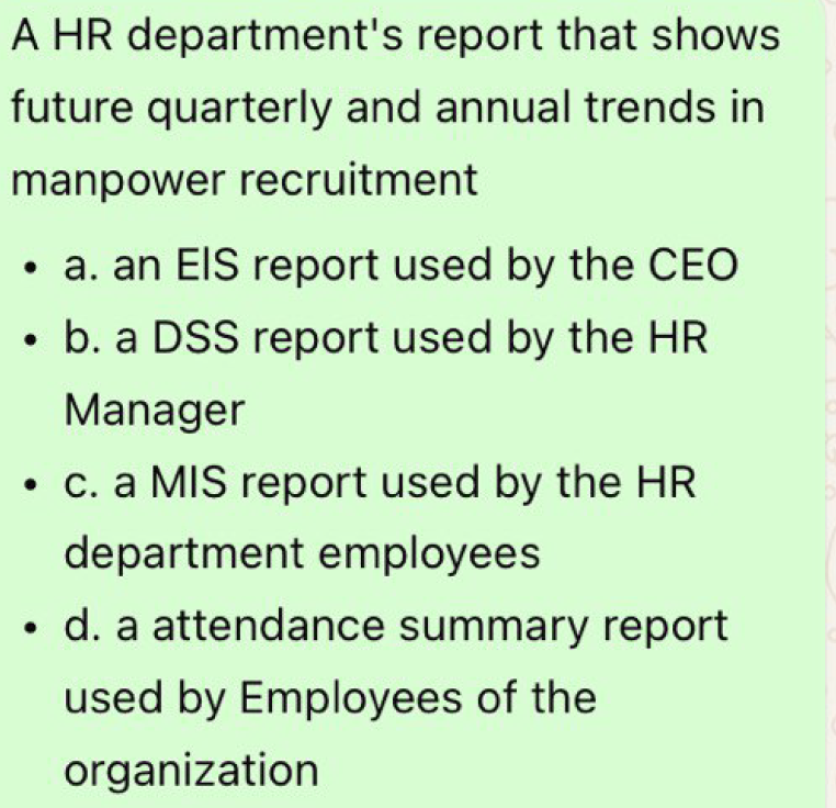 Solved A HR department's report that shows future quarterly | Chegg.com