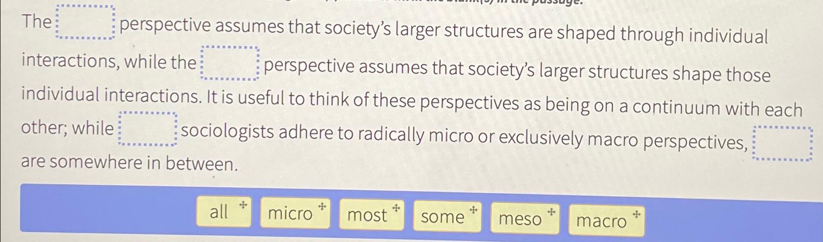 Solved The : perspective assumes that society's larger | Chegg.com