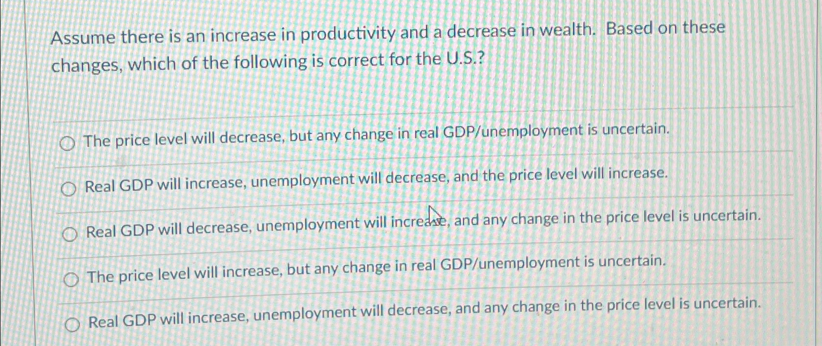 Solved Assume there is an increase in productivity and a | Chegg.com