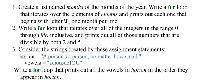 Solved 1. Create a list named months of the months of the | Chegg.com