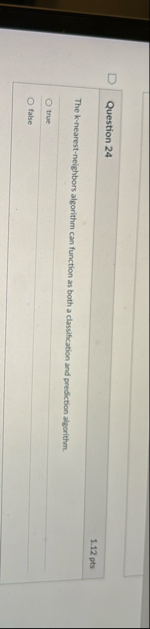 Solved Question 241.12 ﻿ptsThe k-nearest-neighbors algorithm | Chegg.com