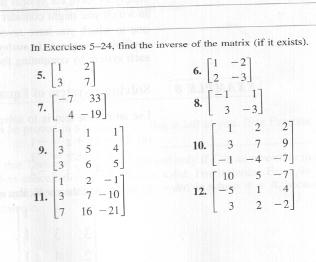 Solved In Exercises 5 -24. find the inverse of the matrix | Chegg.com