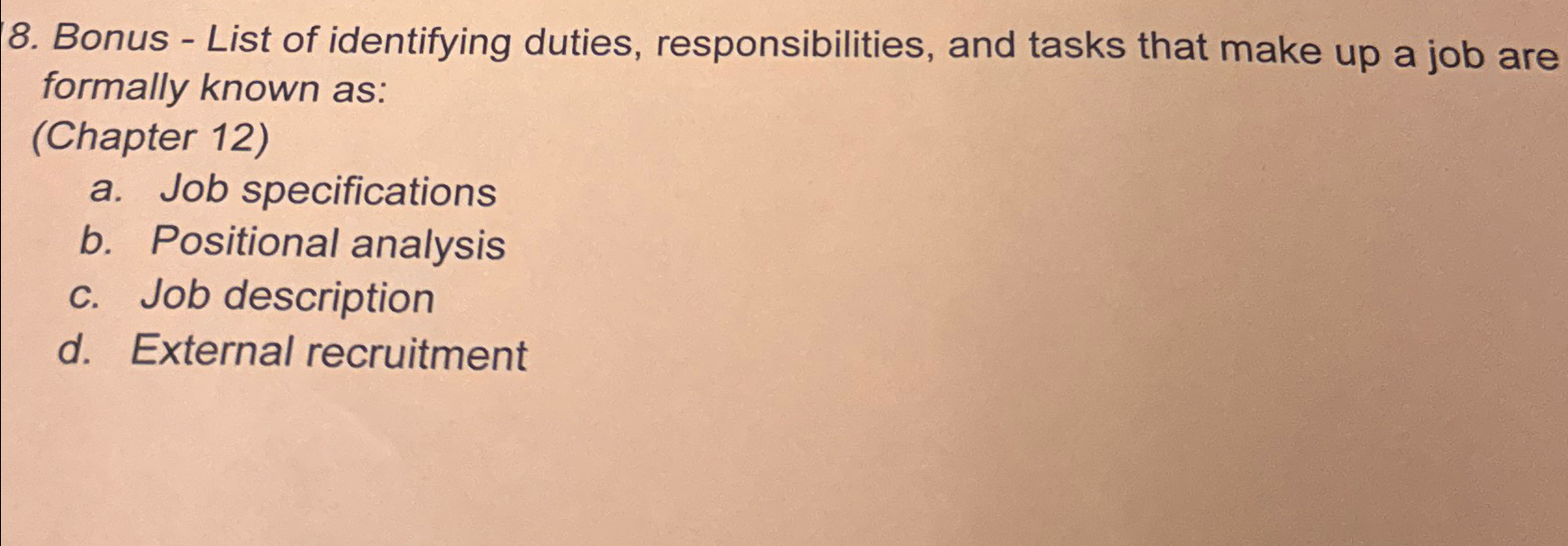 Solved Bonus - ﻿List of identifying duties, | Chegg.com